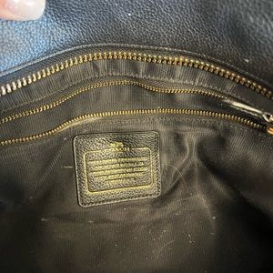 Coach | Bags | Auth Coach Tote Bag Purse Tall Large Black With Gold ...